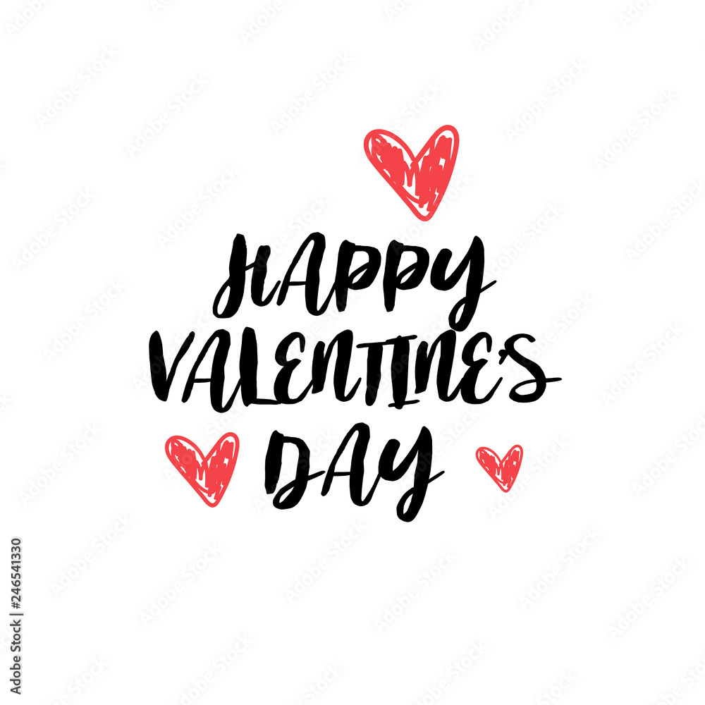 Happy Valentines Day Concept Holiday Typography Poster With Hand Drawn