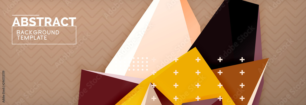 3d triangular shapes geometric background. Origami style pattern with ...