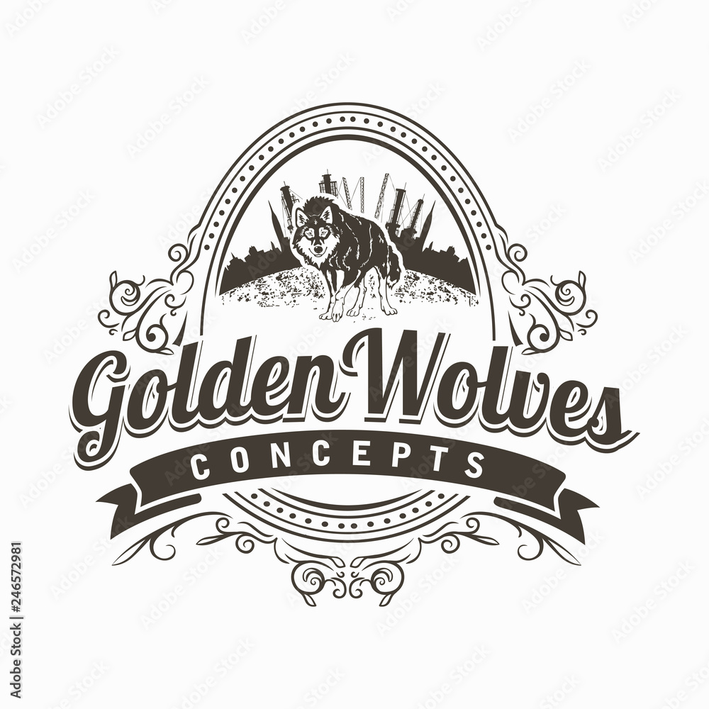 GOlden Wolves logo Stock Vector | Adobe Stock