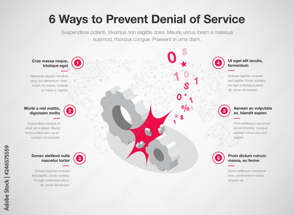 Simple Vector infographic for 6 way to prevent denial of services (dos ...