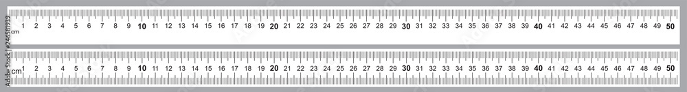 Ruler 50 cm. Precise measuring tool. Ruler scale 0,5 meter. Ruler grid ...