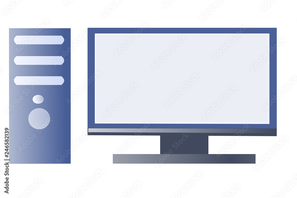 Computer monitor and system block, user interface concept, empty screen ...