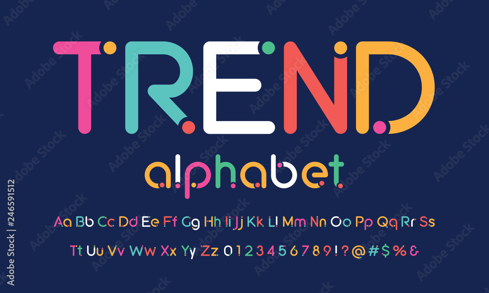 Trendy rounded dot alphabet design Stock Vector | Adobe Stock