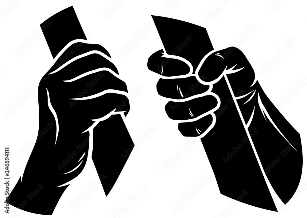 Cartoon graphic black silhouette human hands. Holding crossbar or ...