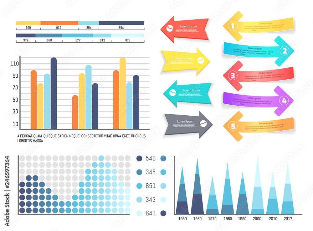 Infographics and pointers, information visual presentation vector ...