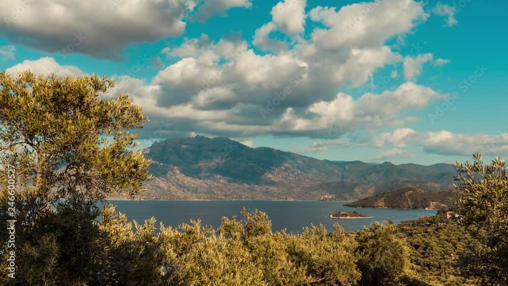Timelapse with zoom in Lake Bafa Natural Park situated in southwestern ...