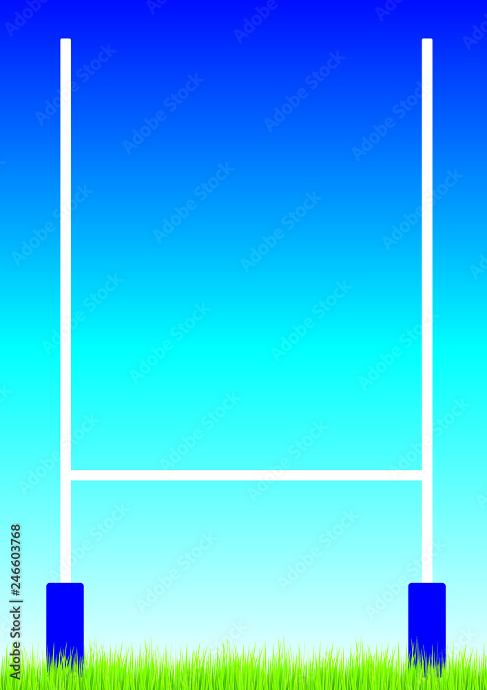 Rugby Post with clear sky and grass for poster or flyer design Stock ...