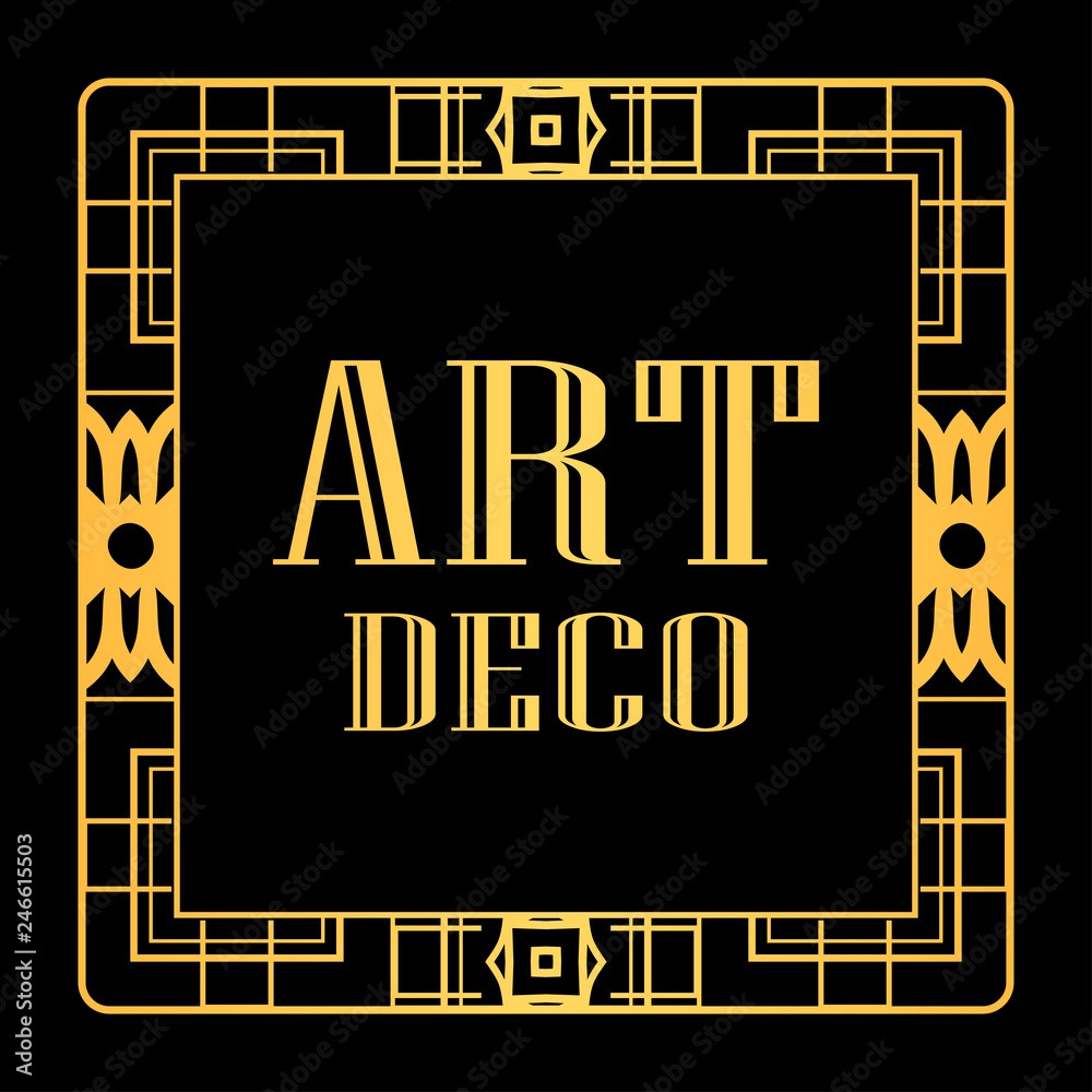 Vintage invitation border frame in art deco. Retro style border art ...