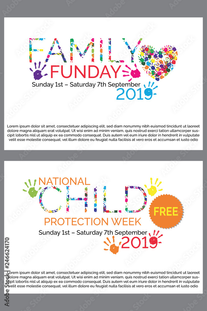 National childs protection week posters template, celebrate card design ...