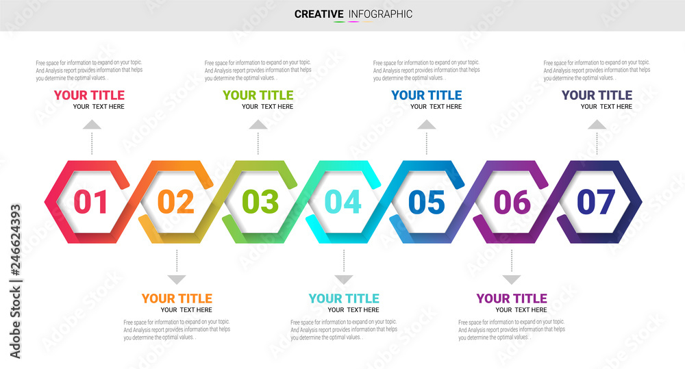 nfographic design template with numbers 7 option for Presentation ...