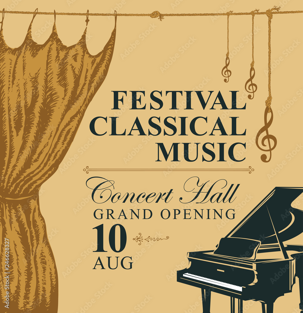 Vector poster for a concert or festival of classical music in vintage ...