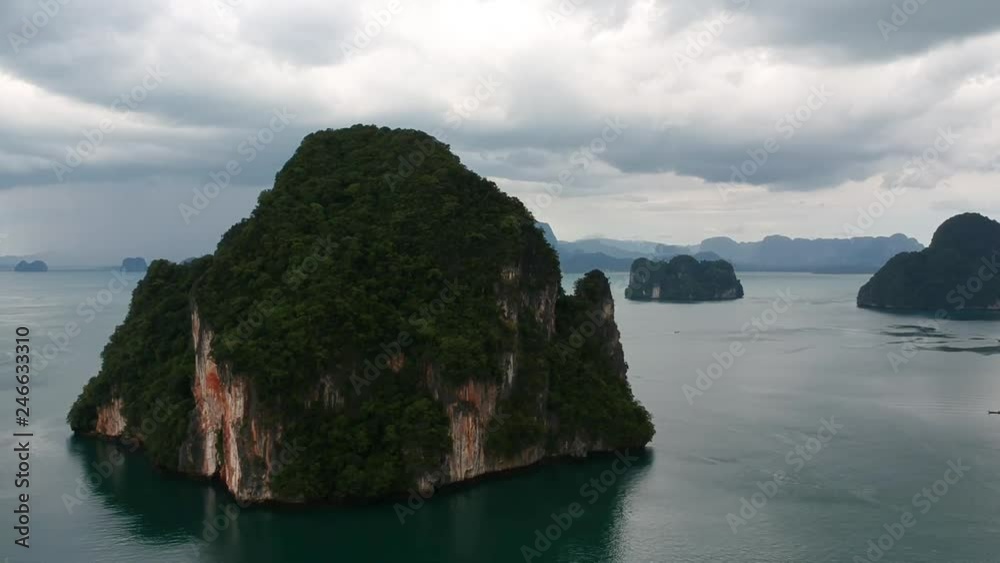 Drone footage of islands in Thailand with limestone rock formation ...