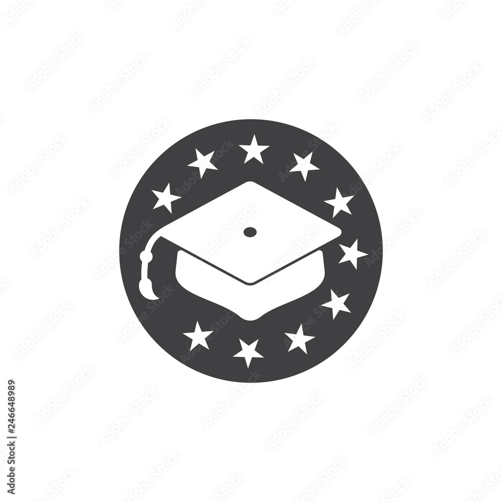 graduation hat circle stars education logo vector Stock Vector | Adobe ...