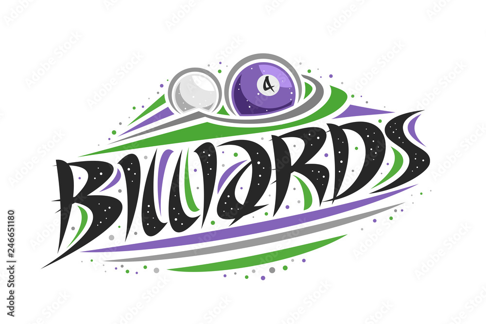 Vector logo for Billiards, outline creative illustration of hitting ...