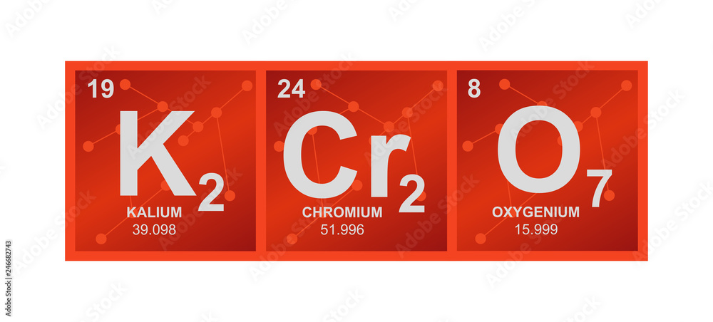 Vector symbol of K2Cr2O7 Potassium dichromate. Orange molecule ...