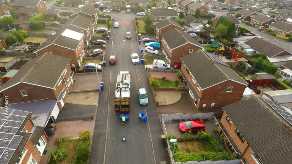 Vídeo do Stock: Aerial View, footage of Dustmen putting recycling waste ...