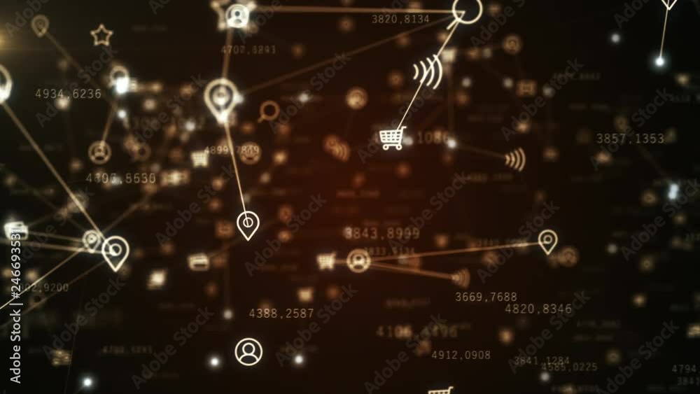 Background of randomly moving network and internet related things ...