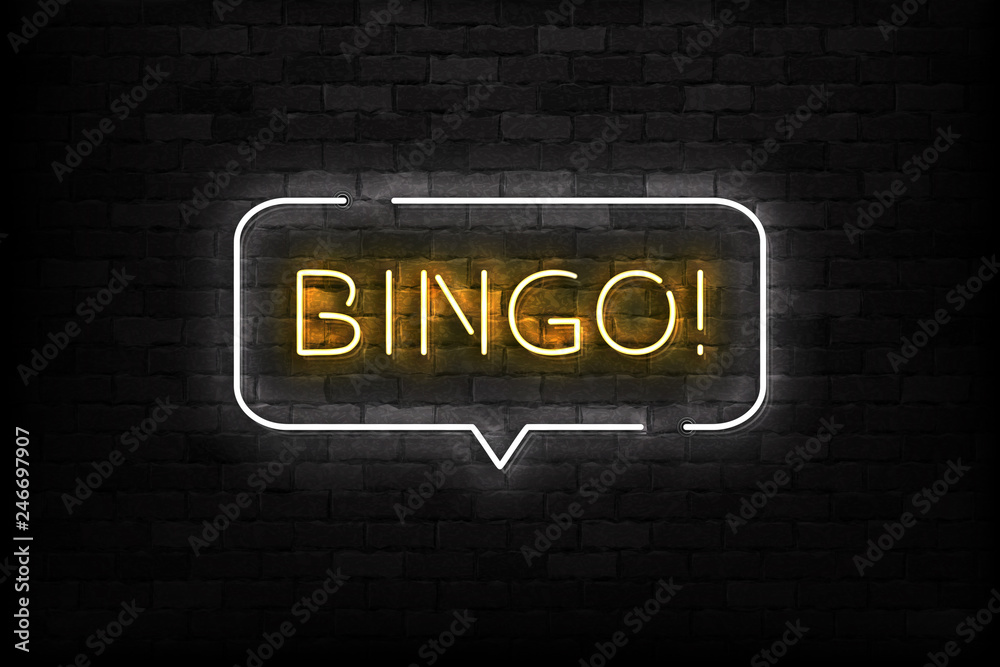 Vector realistic isolated neon sign of Bingo logo for template ...