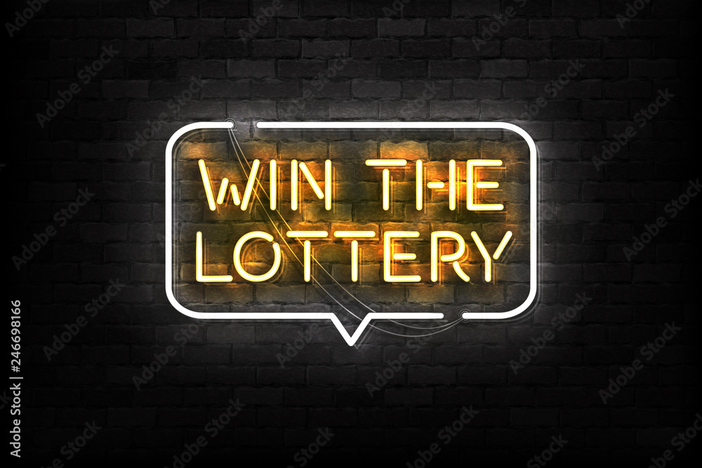 Vector realistic isolated neon sign of Win The Lottery logo for ...