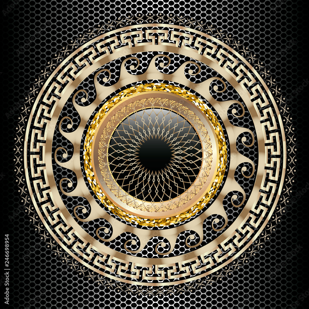 Greek key meander round 3d mandala pattern. Ornamental grecian style ...