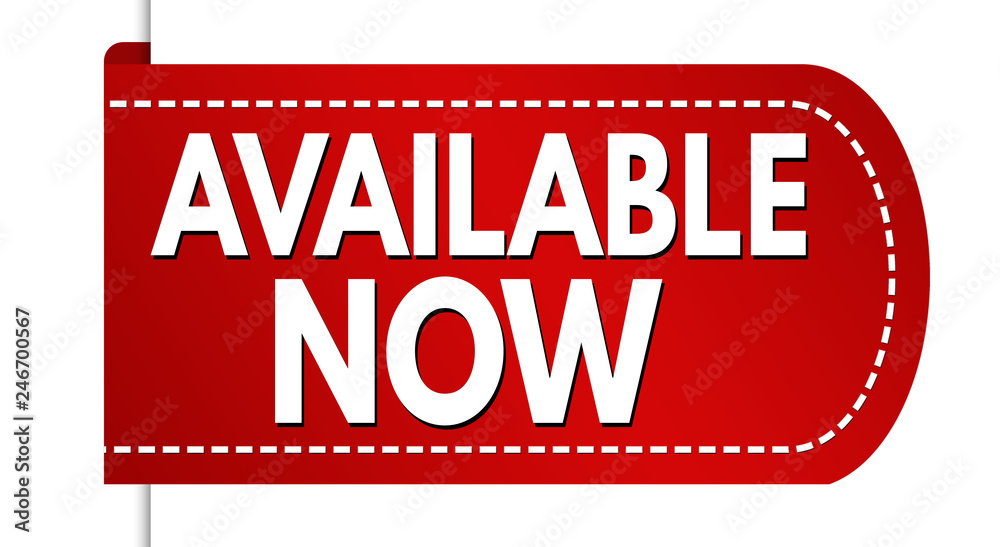 Available now banner design Stock Vector | Adobe Stock