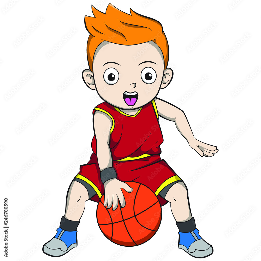 Cartoon playing basketball coloring by live paint bucket for easy ...