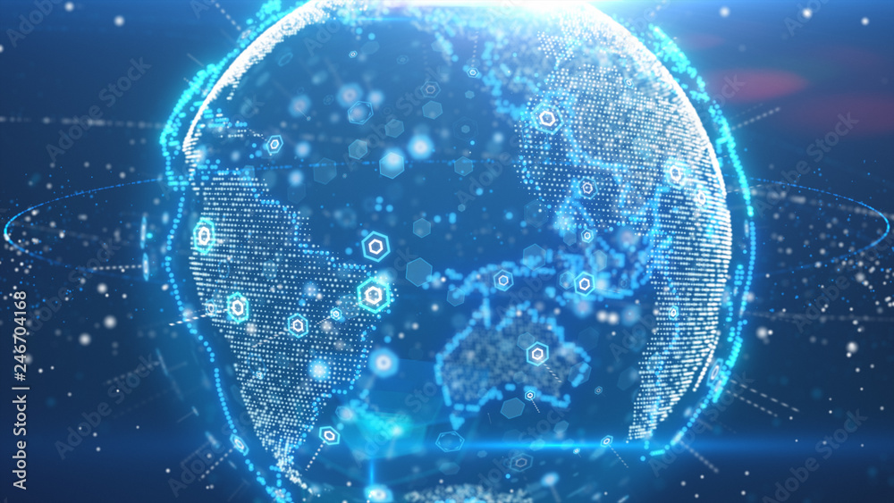 3d illustration of Digital planet earth data abstract of a ...