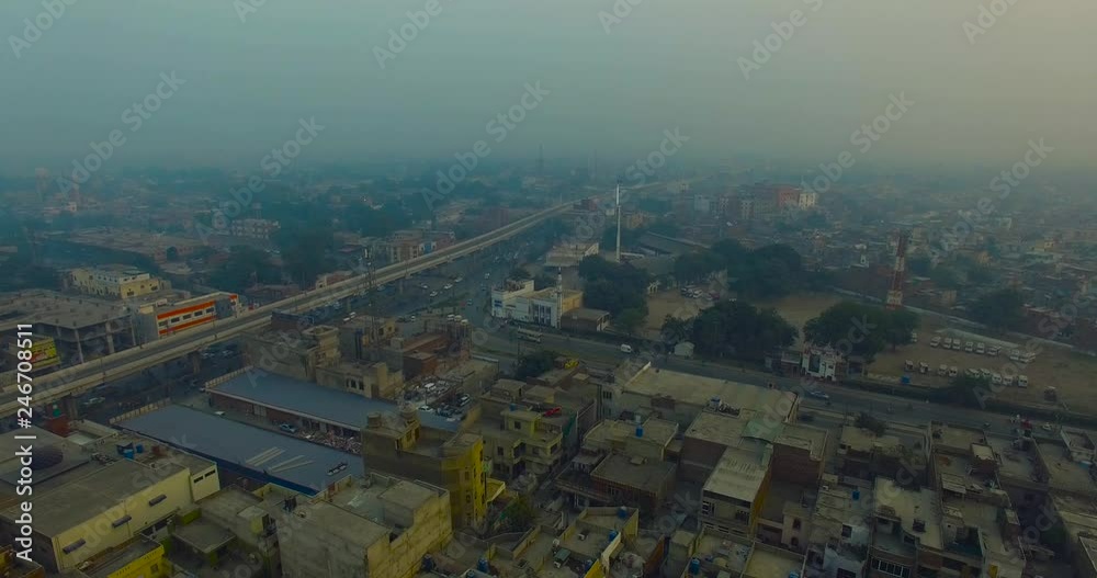 Urban city busy top view with roads and bridge, Bombay, India, showing ...