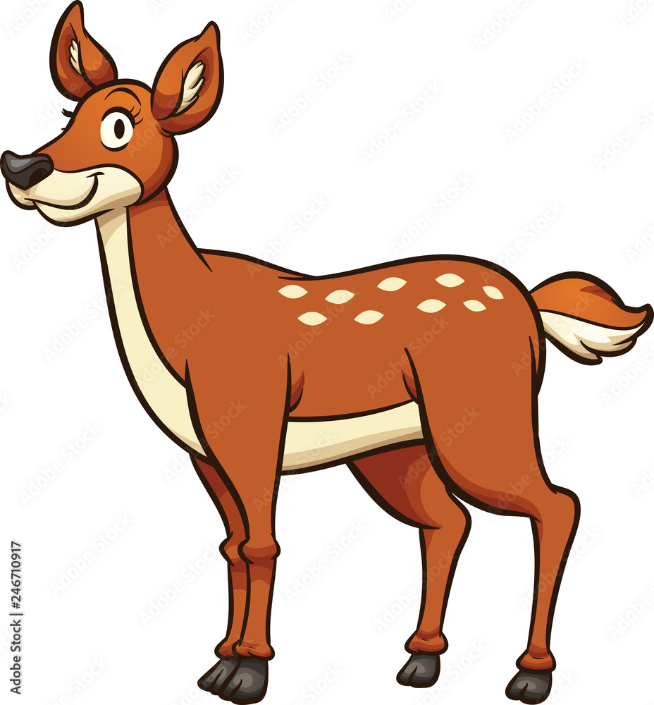 Cute cartoon female deer. Vector clip art illustration with simple ...