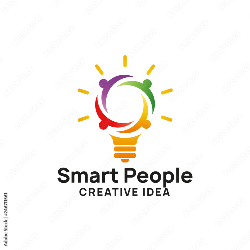 smart people logo design template. creative idea logo design. bulb icon ...