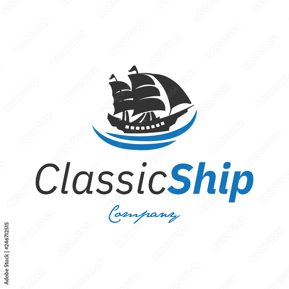 Classic ship logo design inspiration Stock Vector | Adobe Stock