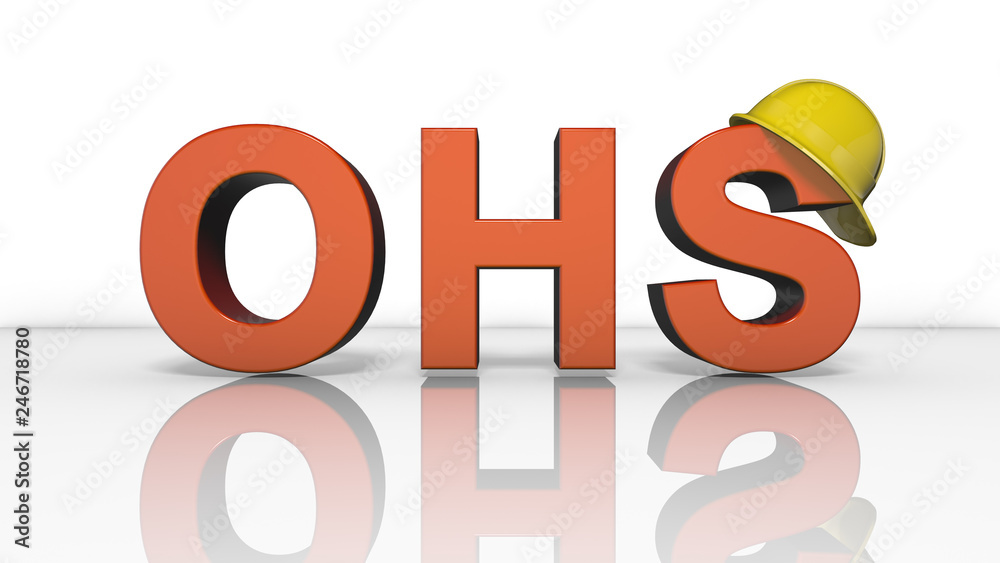 Occupational health and safety safe work place WHS HSE OSH 3D title ...