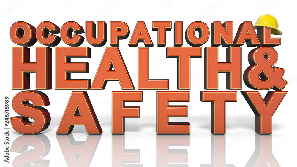 Occupational health and safety safe work place WHS HSE OSH 3D title ...