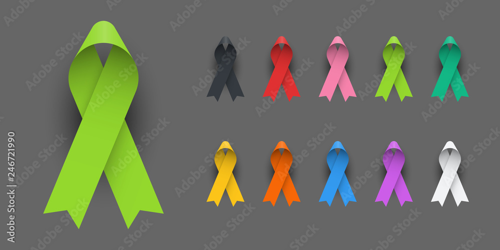 Realistic Colorful Awareness Ribbons Design Element Banner Emblem Sign ...