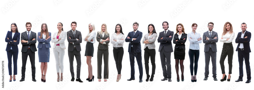 panoramic photo of a big business team standing together Stock Photo ...