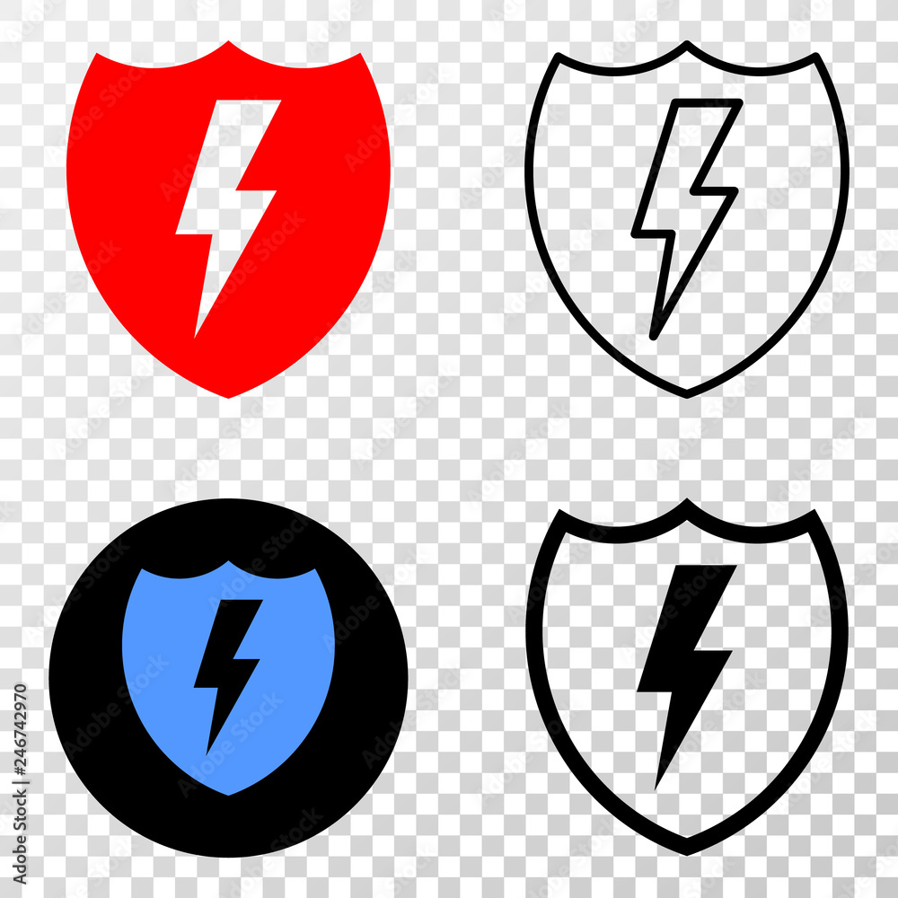 Electric shield EPS vector pictograph with contour, black and colored ...