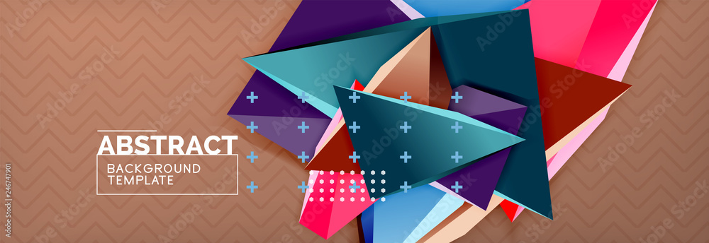 3d triangular shapes geometric background. Origami style pattern with ...