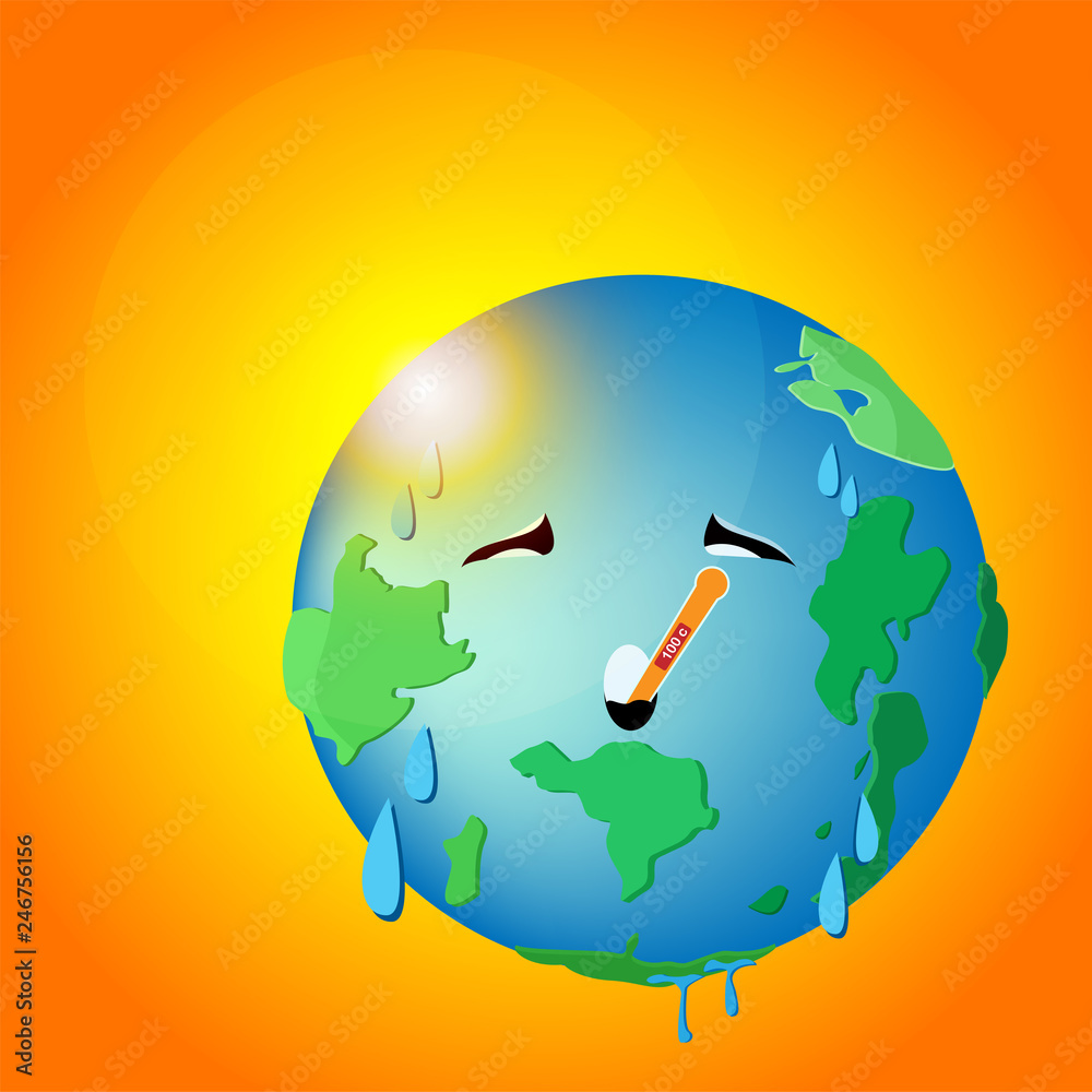 planet earth get temperater heat or hot weather ,vector Stock Vector ...