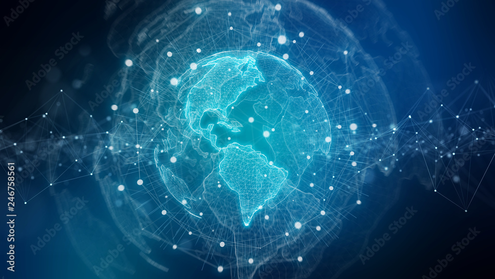 Global network blue background 3D rendering Stock Illustration | Adobe ...