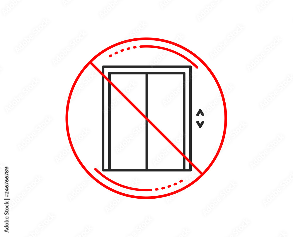 No or stop sign. Lift line icon. Elevator sign. Transportation between ...