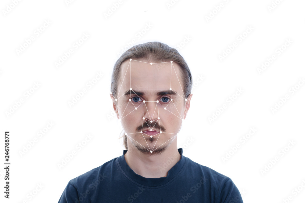 biometric security verification - faceID recognition. face tracking on ...