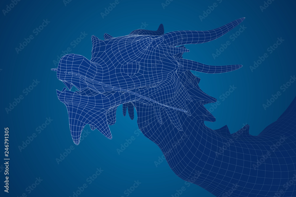 symbol of chinese new year. long flying dragon kite. vector 3d ...