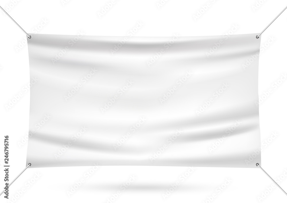 White mock up vinyl banner vector illustration Stock Vector | Adobe Stock