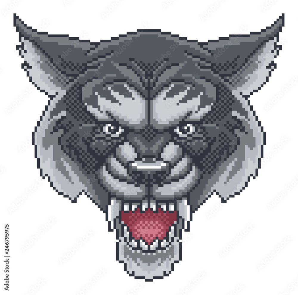 An angry Wolf 8 bit pixel art video arcade game cartoon character ...