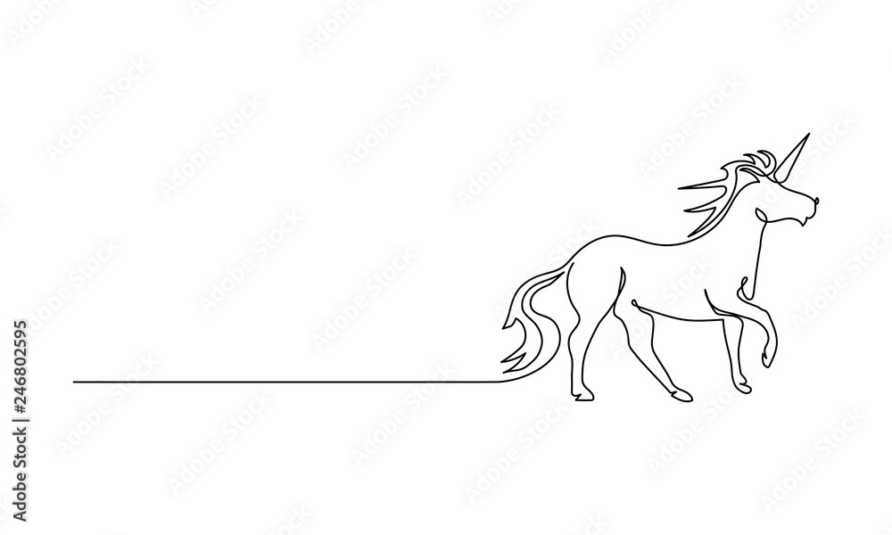 Unicorn in one line. Trend art. Minimalism (one line design silhouette ...