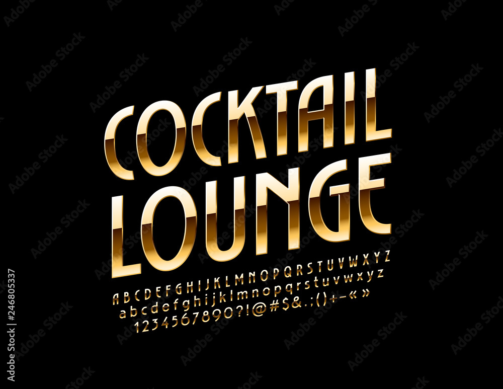 Vector chic Sign with text Cocktail Lounge. Elegant Golden Font ...