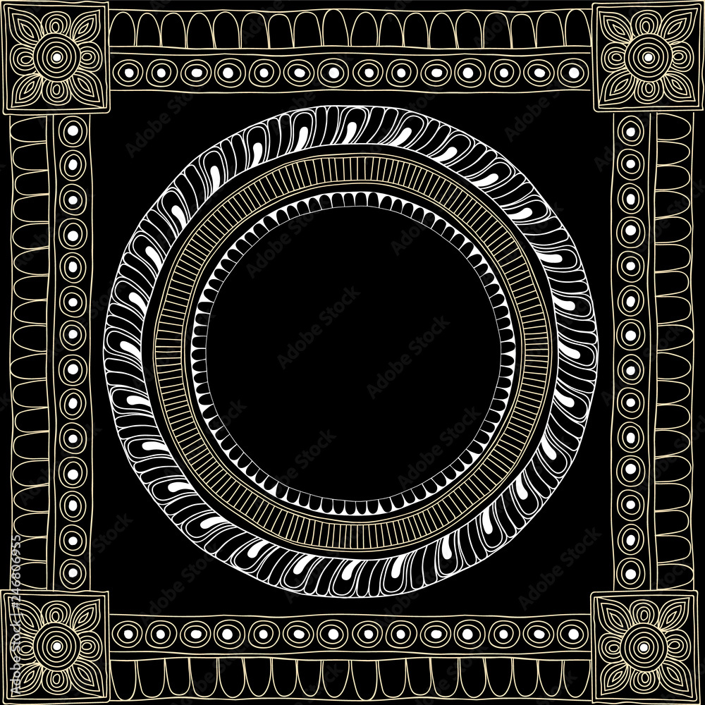 Vector vintage golden vignettes, frames in Eastern style. Ornamental ...