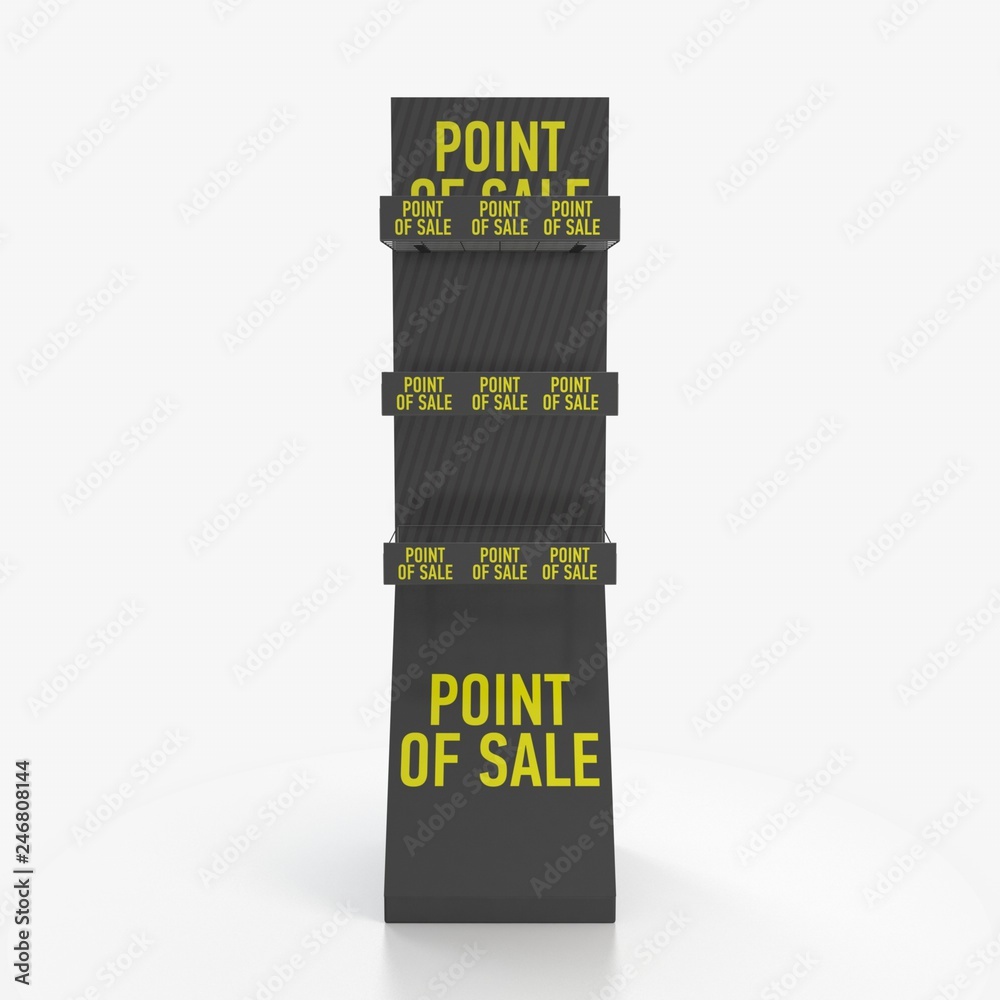 Empty store shelves. Retail shelf rack. Showcase display. Mockup ...