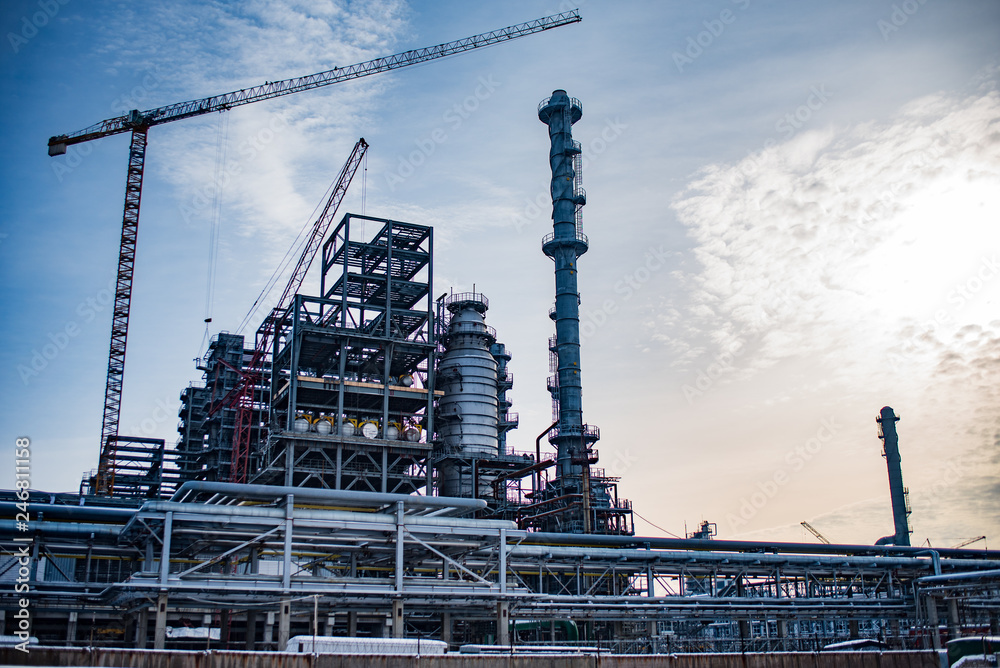 Construction Works at an Oil Refinery Stock Photo | Adobe Stock