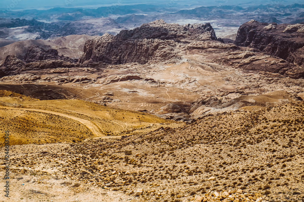 Jordan. View on the mount Horun where located Aaron tomb at warm ...